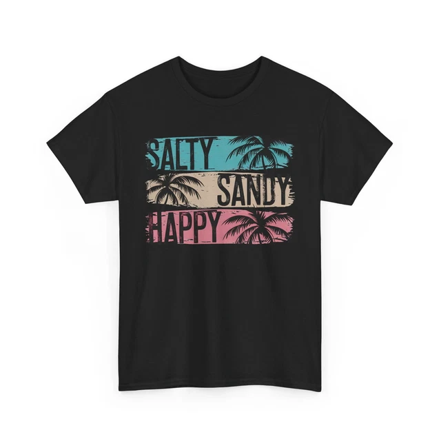Hot Trending T-Shirt With Beach Vibes T-Shirt | Summer Ocean Waves Tee | Salty Sandy Happy ...