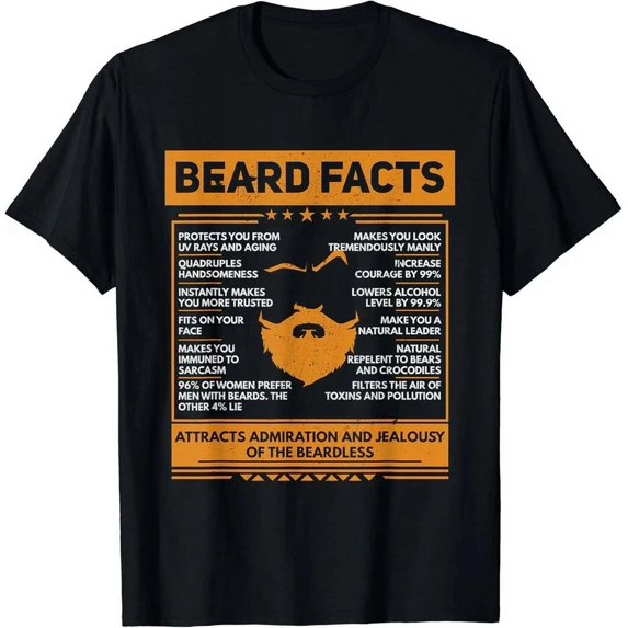 Hot Trending T-Shirt With Beard Facts Attracts Admiration Cool Bearded ...