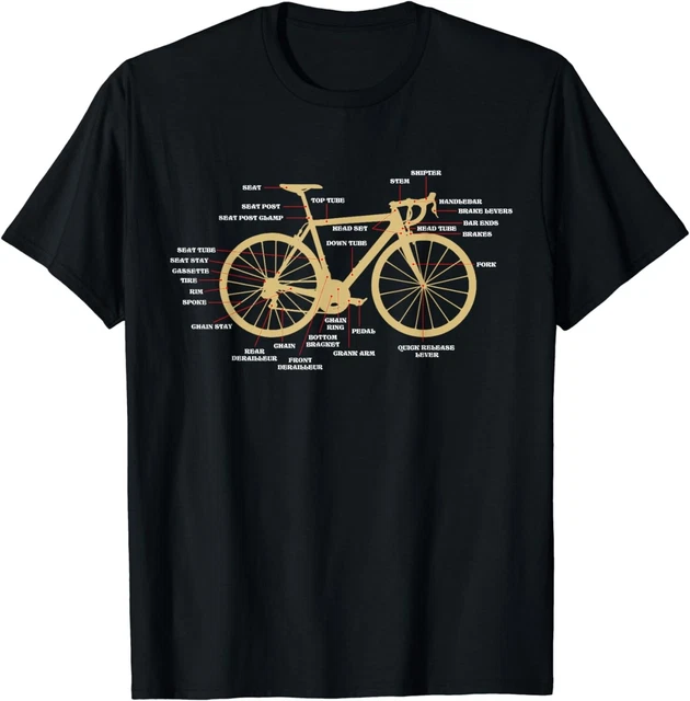 Hot Trending T-Shirt With Bicycle Cycling Anatomy Road Bike Parts ...