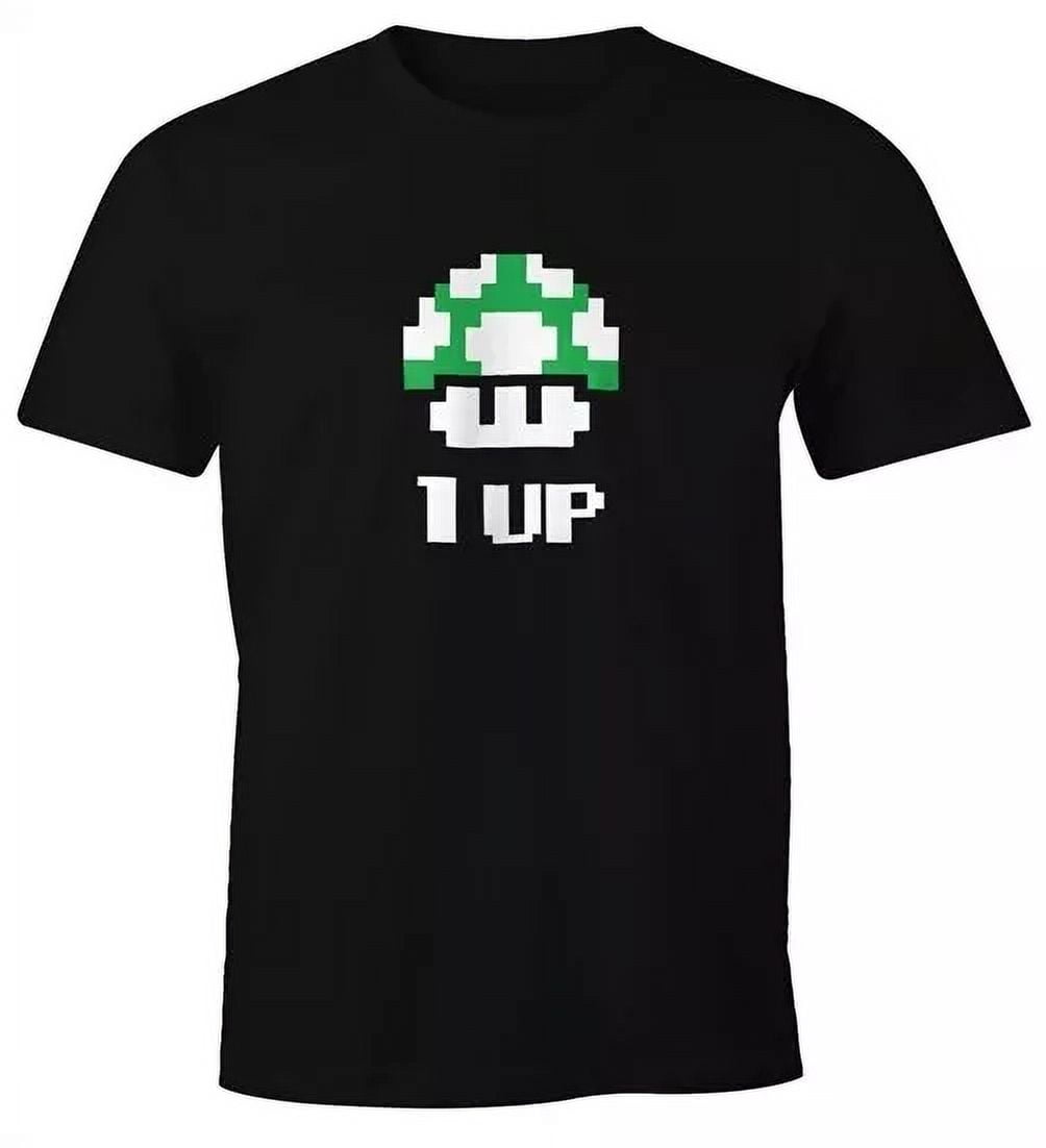 Hot Trending T-Shirt With Birthday Retro Pixel Mushroom 1Up Mushroom Levelup Gaming Console T ...
