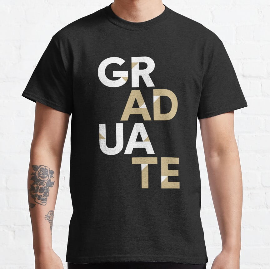 Hot Trending T-Shirt With Bold White And Gold Angled Graduate Design ...