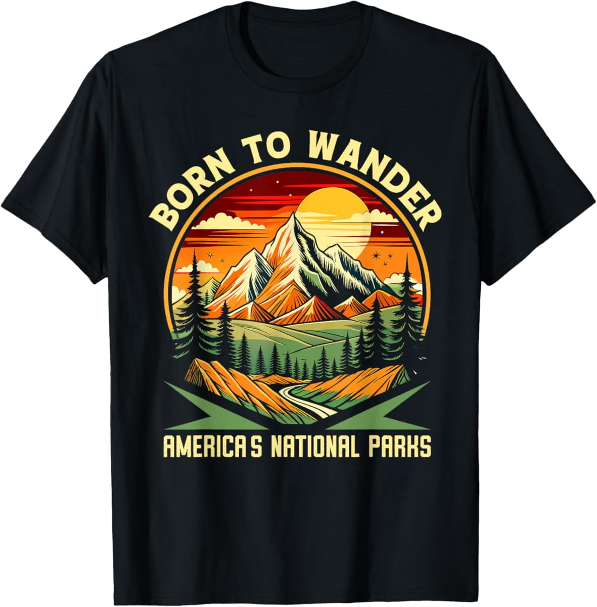 Hot Trending T-Shirt With Born To Wander Americas National Parks Camping Hiking T-Shirt Design ...