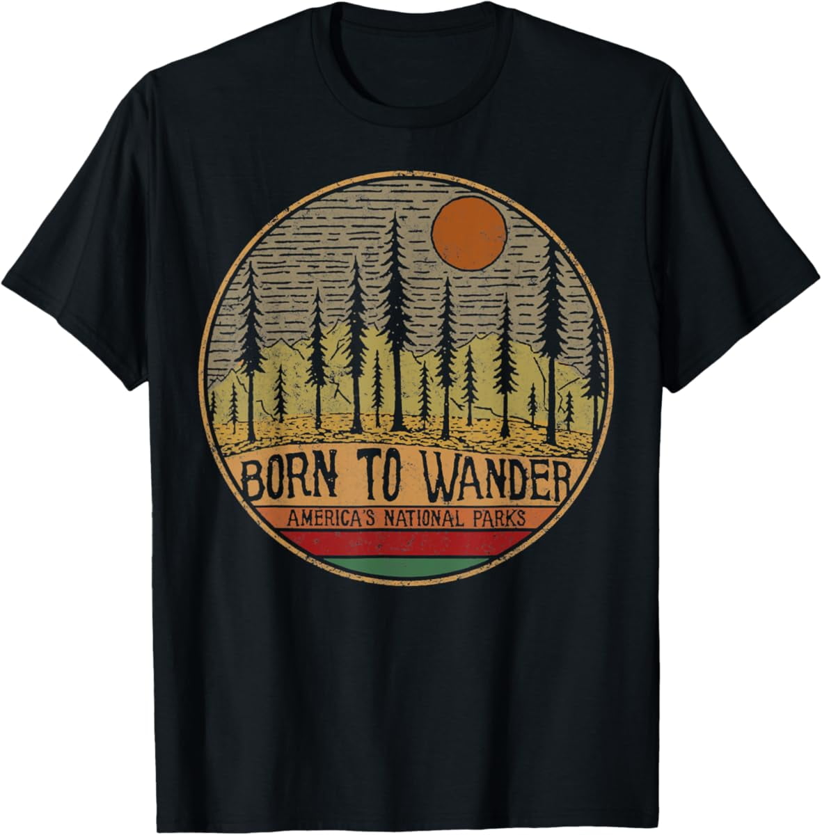 Hot Trending T-Shirt With Born To Wander Americas National Parks Vintage T-Shirt Design Preview ...