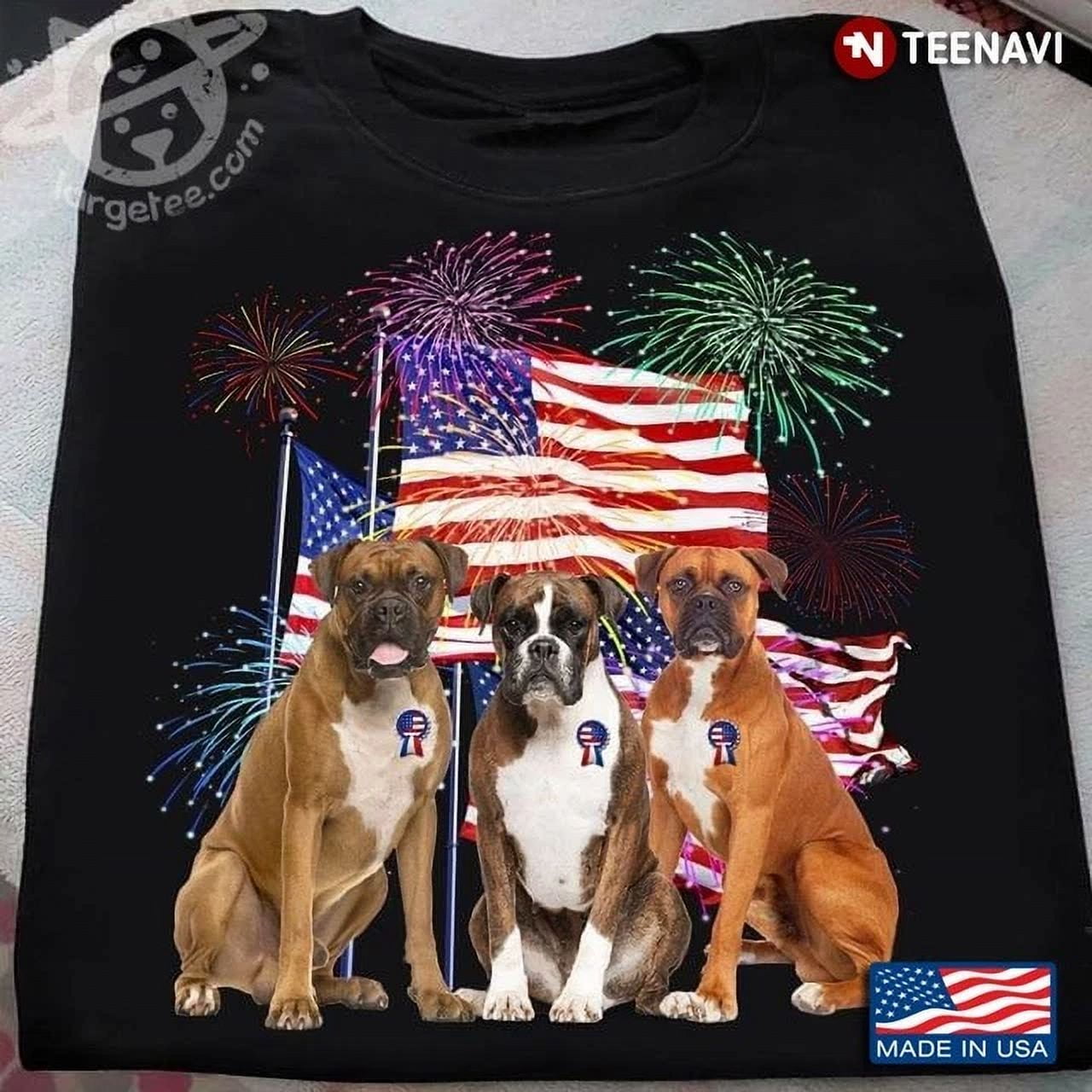 Hot Trending T-Shirt With Boxer American Flag And Fireworks Happy ...