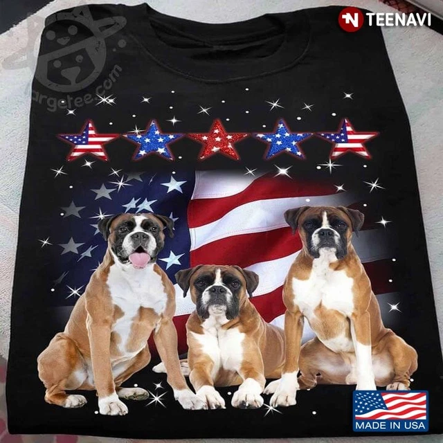 Hot Trending T-Shirt With Boxer Dogs American Flag Patriotic 4Th Of ...