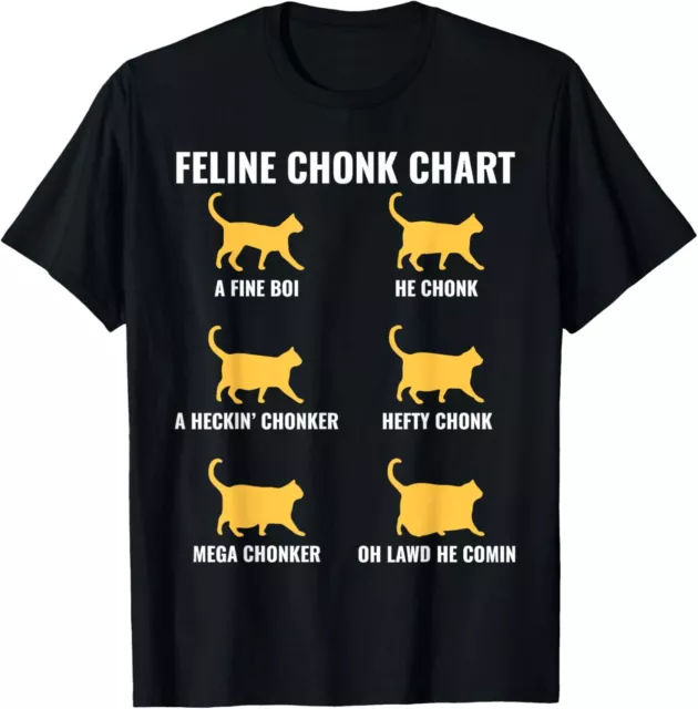 Hot Trending T-Shirt With Chonk Chart Chonky Cat Meme Chonk Cat Kitten ...