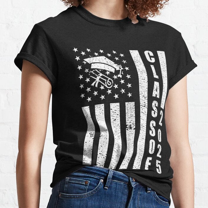 Hot Trending T-Shirt With Class Of 2025 American Flag Graduation ...