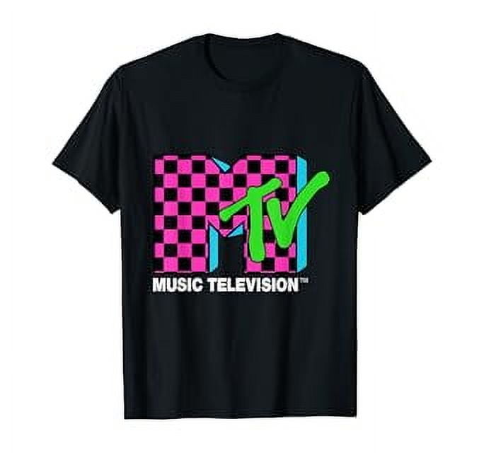 Hot Trending T-Shirt With Classic Mtv Logo Pink And Blue Checker Design ...