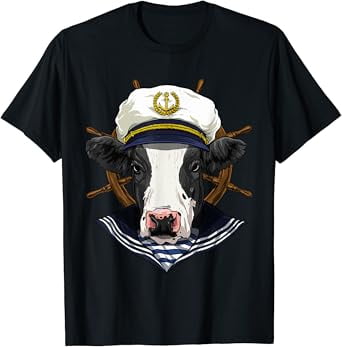 Hot Trending T-Shirt With Cow Sailor Boat Captain Farmer Cow Farm ...