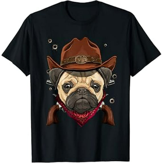 Hot Trending T-Shirt With Cowboy Pug Western Rodeo Cowboy Hat And ...