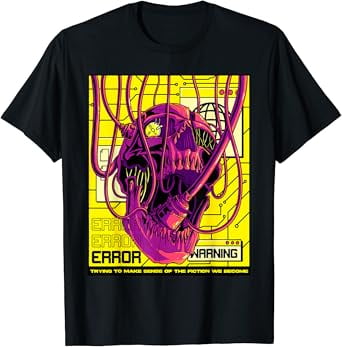 Hot Trending T-Shirt With Cyberpunk Aesthetic Cyborg Robot Skull Sci-Fi ...