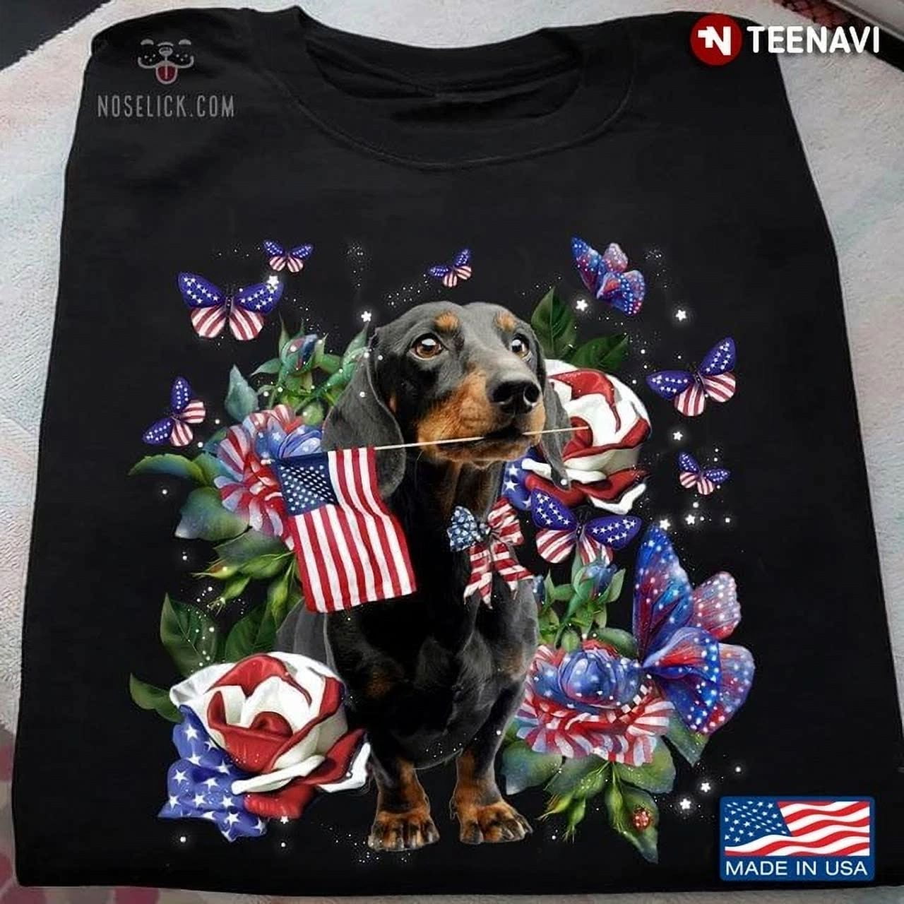 Hot Trending T-Shirt With Dachshund Holding American Flag Happy ...