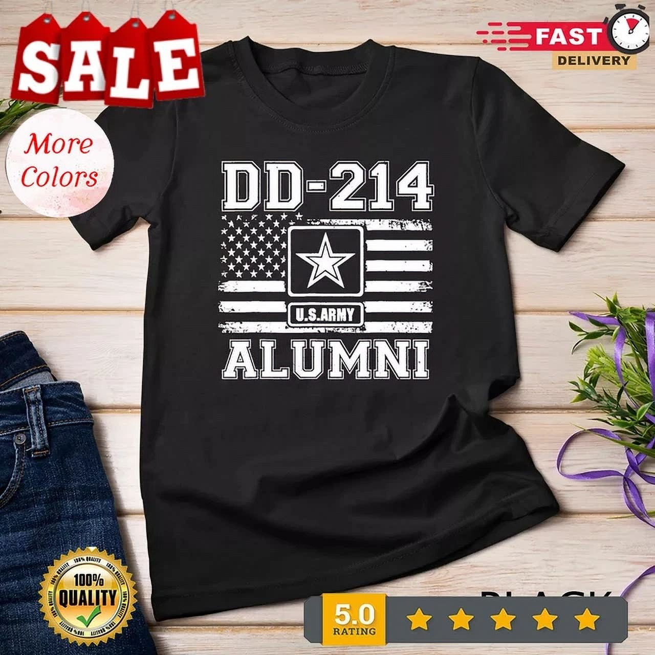 Hot Trending T-Shirt With Dd-214 Us Army Alumni Armed Forces Veteran Retirement Design Preview ...