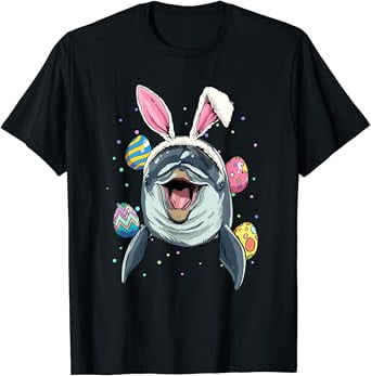 Hot Trending T-Shirt With Easter Bunny Dolphin Funny Easter Dolphin ...