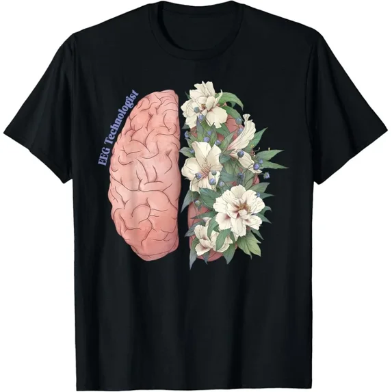 Hot Trending T-Shirt With Eeg Technologist Brain Floral Anatomy ...