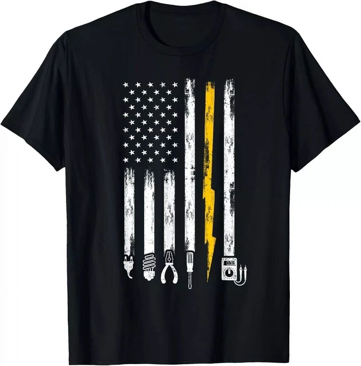 Hot Trending T-Shirt With Electrician Us Flag Tools For Electricians Design Preview Only ...