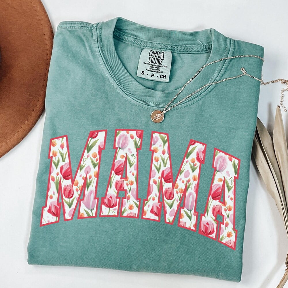 Hot Trending T-Shirt With Floral Mama Gift For Mom, Retro Mom Tee ...