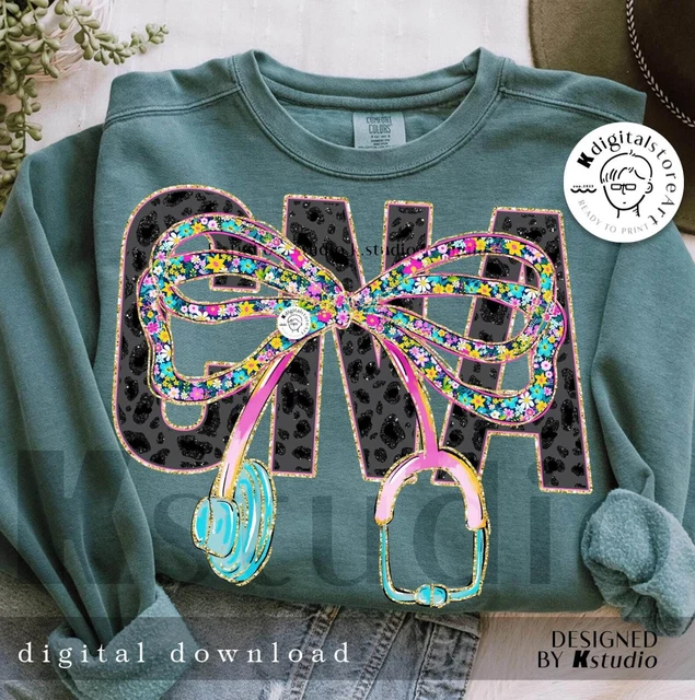 Hot Trending T-Shirt With Floral Nurse Cna Bow T-Shirt,Flower ...