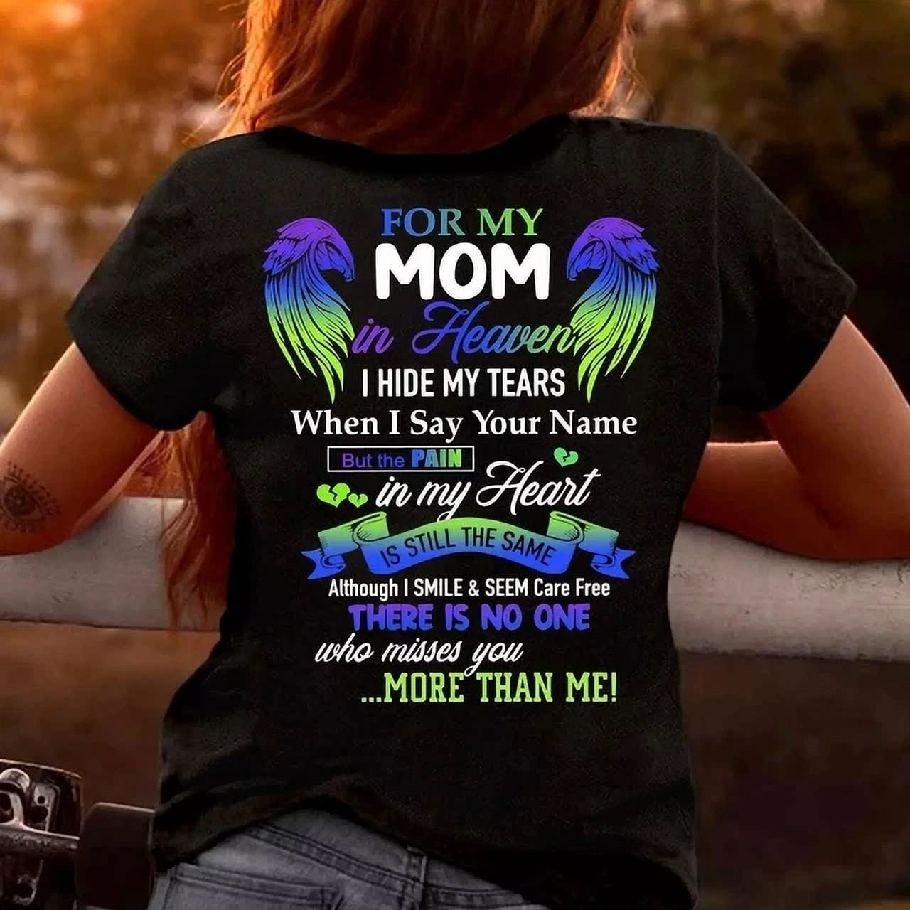 Hot Trending T-Shirt With For My Mom In Heaven, Colorful Memorial ...