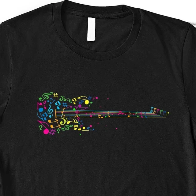 Hot Trending T-Shirt With Funky Retro Guitar Shirt, Music Notes, Guitar ...