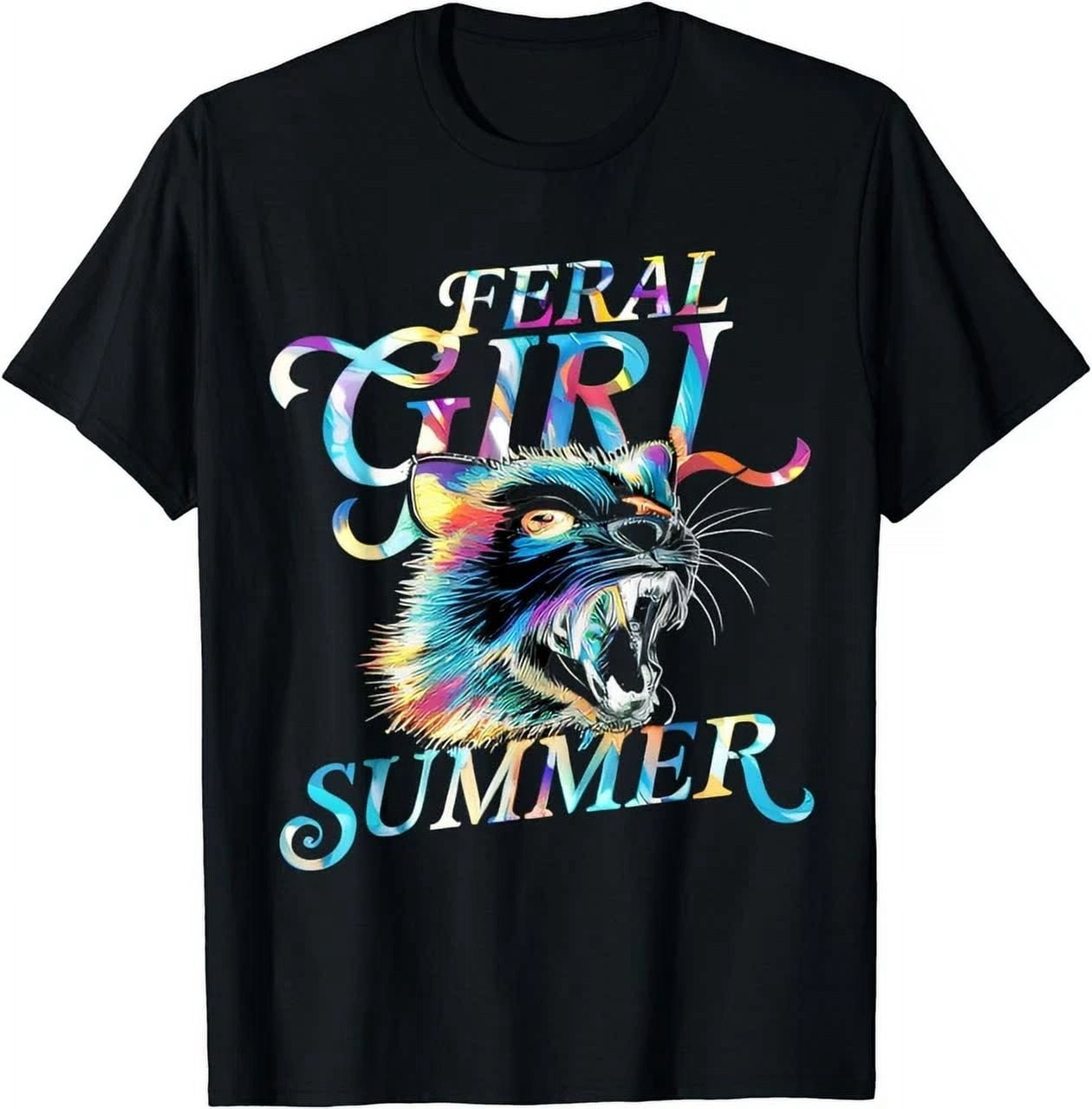 Hot Trending T-Shirt With Funny Feral Summer Possum Tie Dye Style For ...