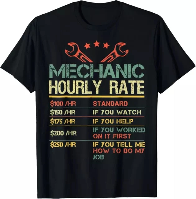 Hot Trending T-Shirt With Funny Mechanic Hourly Rate Auto Repair ...