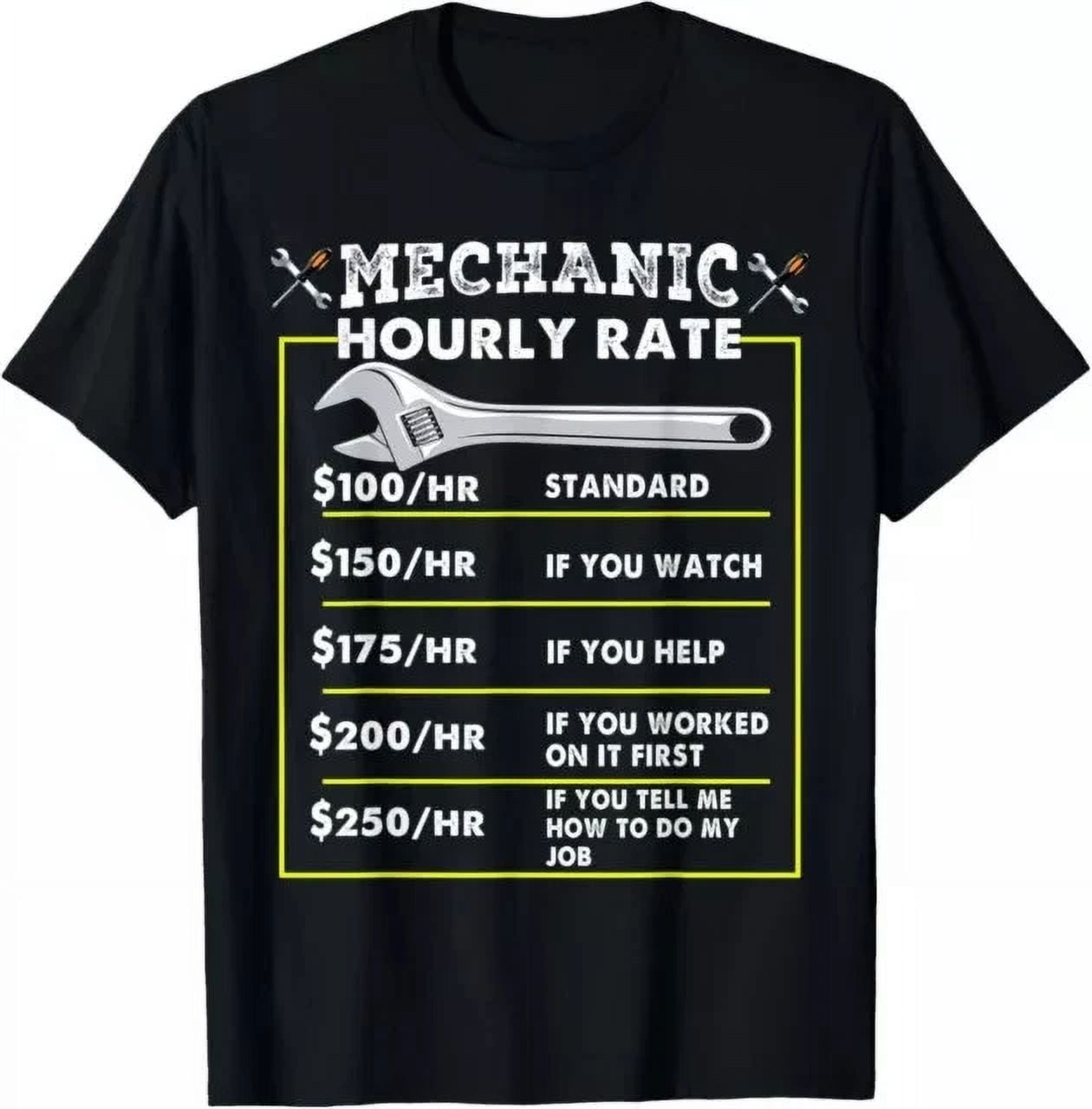 Hot Trending T-Shirt With Funny Mechanic Hourly Rate Labor Rates Design ...