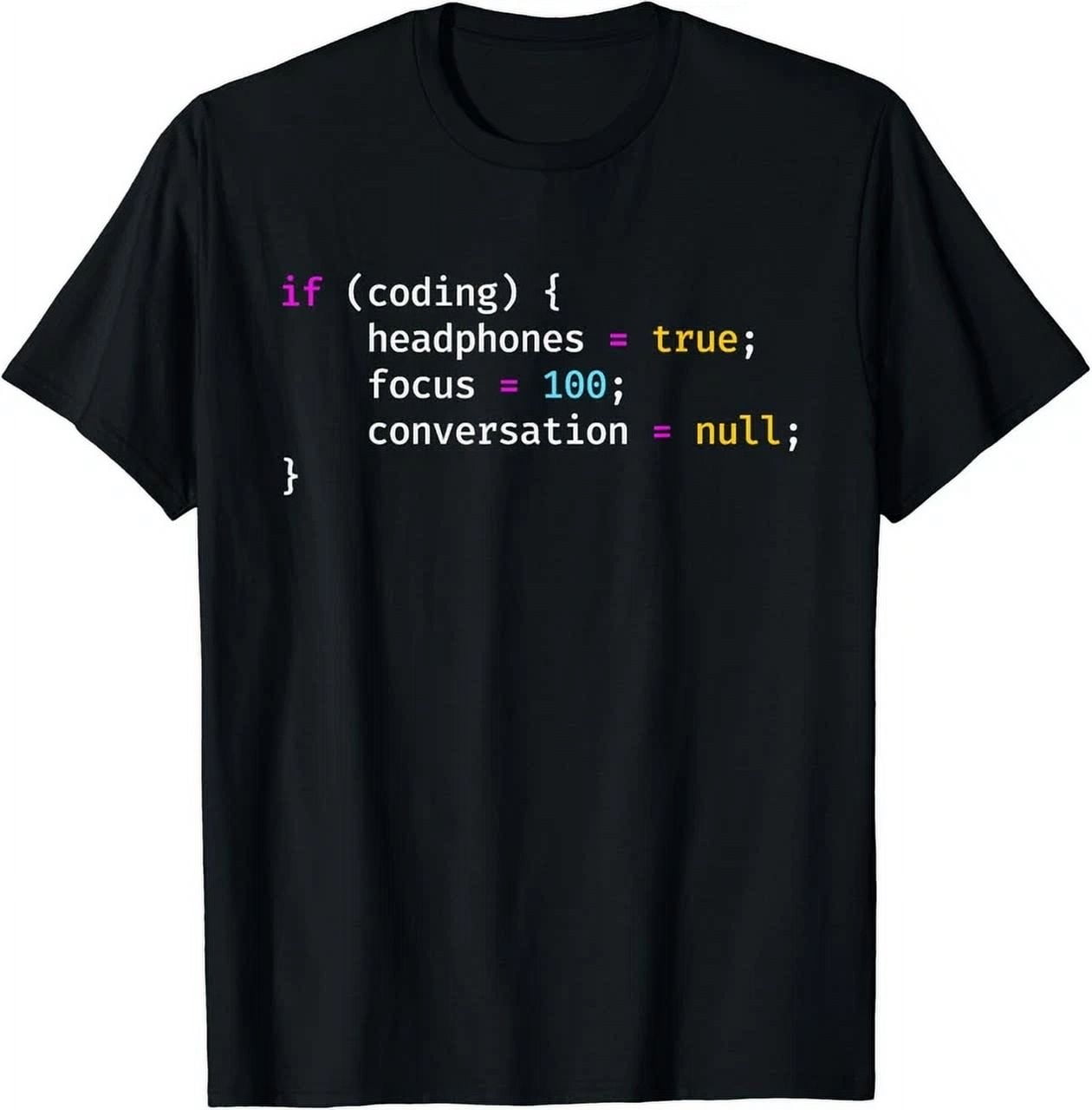 Hot Trending T-Shirt With Funny Programming If Coding Headphones Focus ...