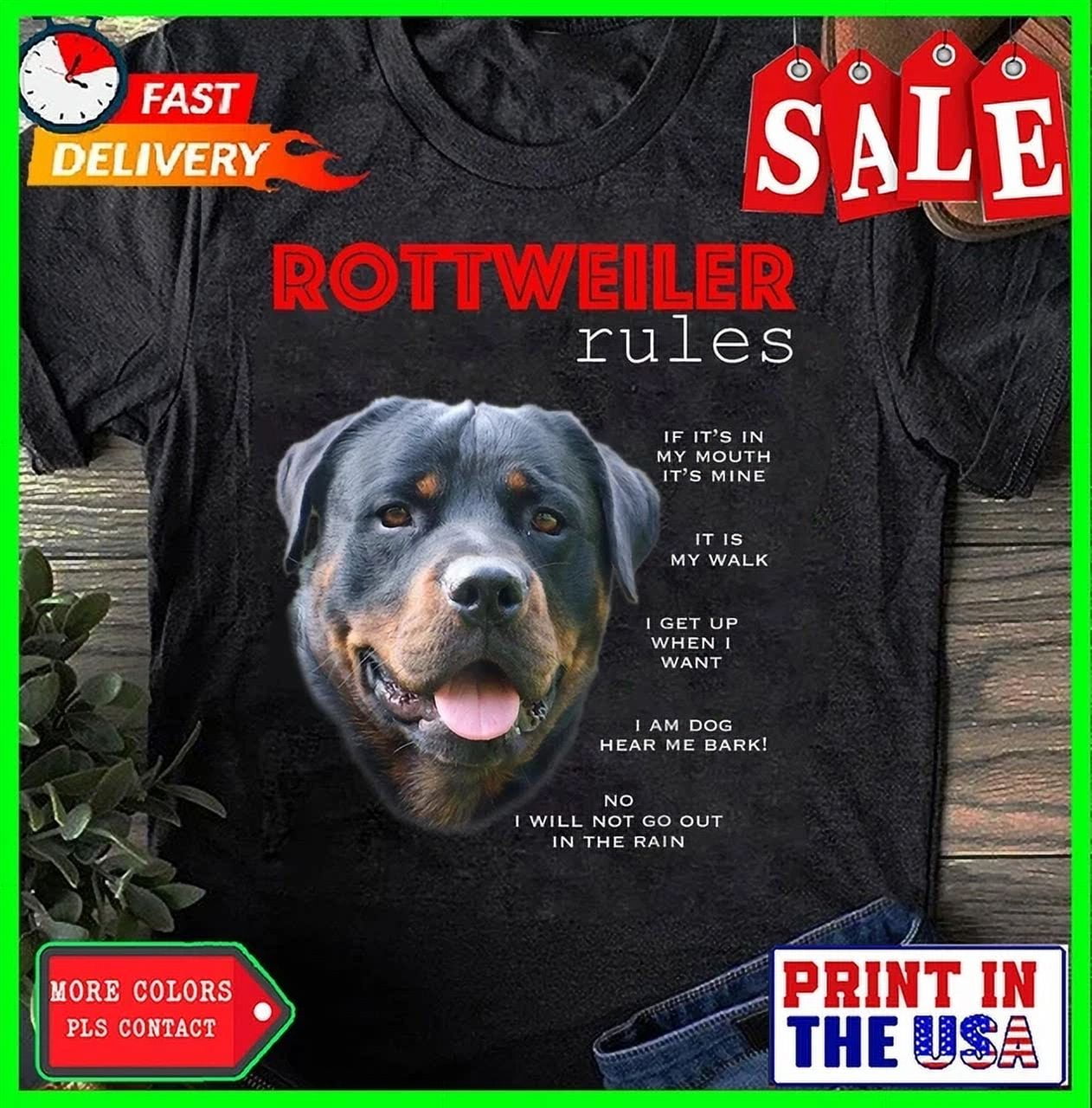 Hot Trending T-Shirt With Funny Rules For The Owner Of A Rottweiler ...
