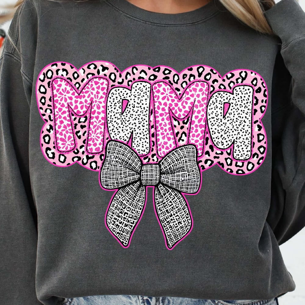 Hot Trending T-Shirt With Glitter Pink Mama Coquette Bow, Mama Varsity ...