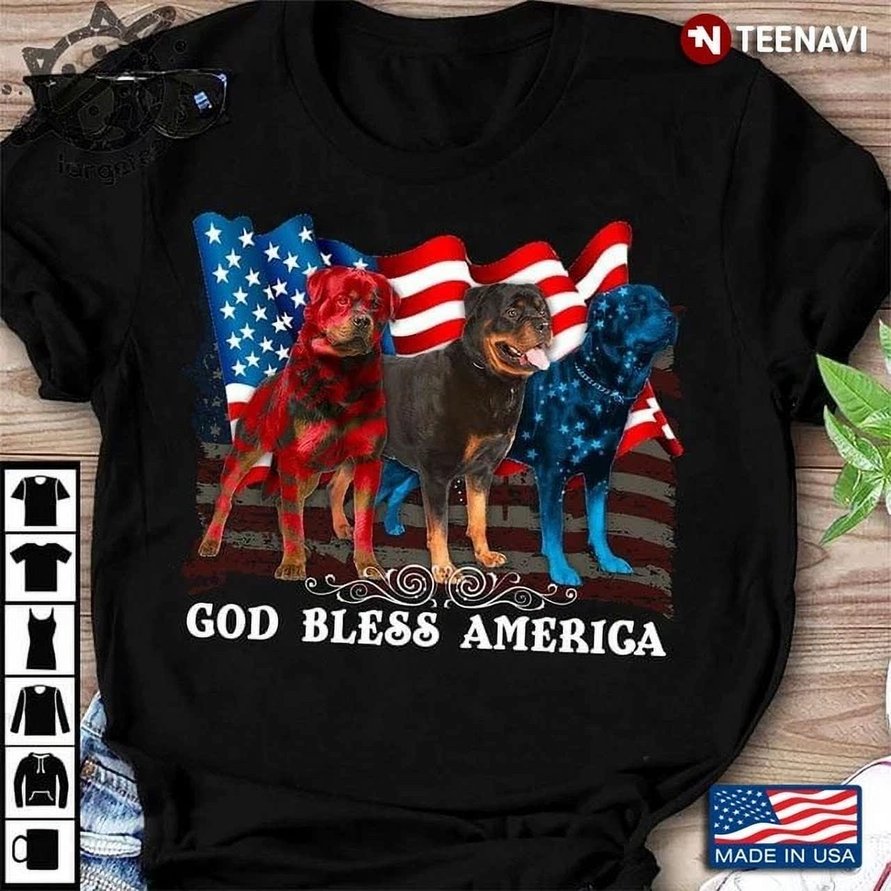 Hot Trending T-Shirt With God Bless America Three Rottweilers Happy ...