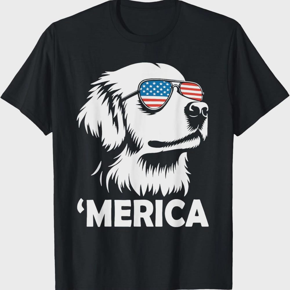 Hot Trending T-Shirt With Golden Retriever 4Th Of July Merica - Print ...