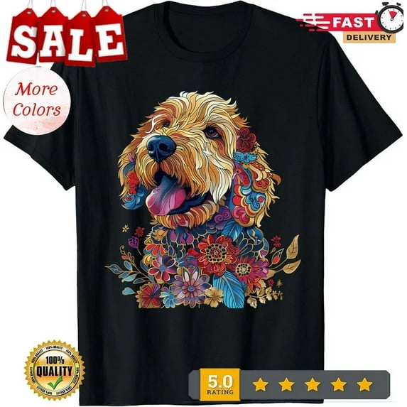 Hot Trending T-Shirt With Goldendoodle Dog Lover Vintage Flower Golden ...