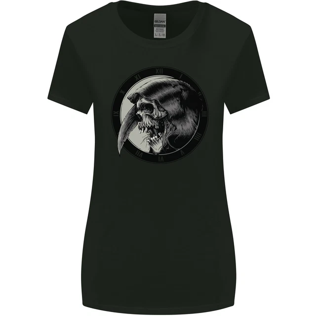 Hot Trending T-Shirt With Grim Reaper Clock Biker Gothic Demon T-Shirt ...