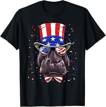 Hot Trending T-Shirt With Hippopotamus 4Th Of July American Hippo Usa ...