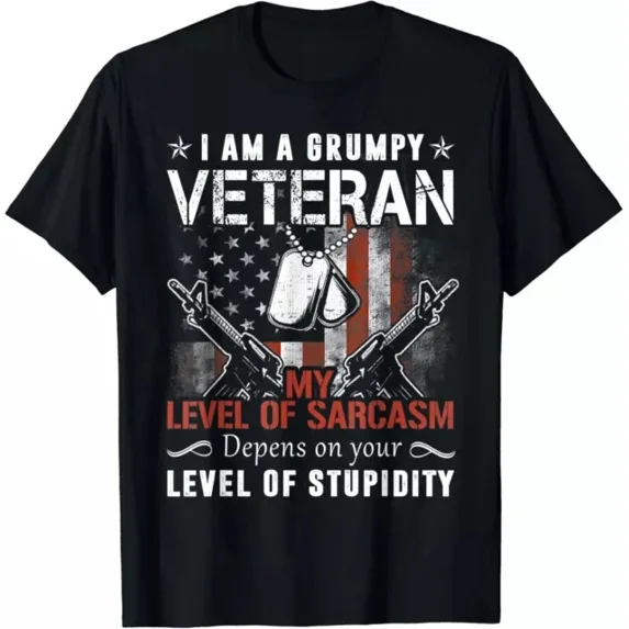 Hot Trending T-Shirt With I Am A Grumpy Old Veteran Sarcasm Fathers Day ...