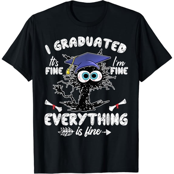 Hot Trending T-Shirt With I Graduated Funny Black Cat Graduation Last ...