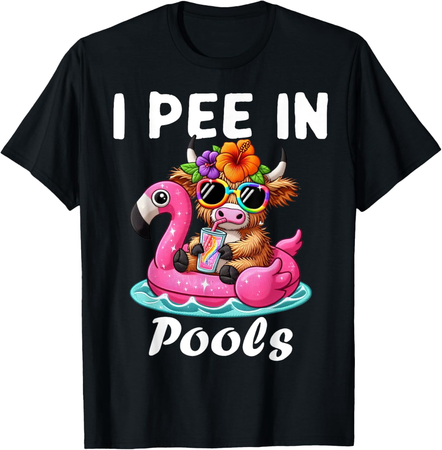 Hot Trending T-Shirt With I Pee In Pools Highlands Cow Funny Summer ...