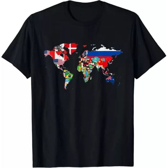 Hot Trending T-Shirt With International World Flags And World Map For ...