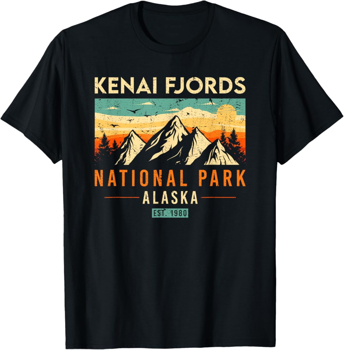 Hot Trending T-Shirt With Kenai Fjords Est. 1980 Retro Alaska National Park T-Shirt Design ...