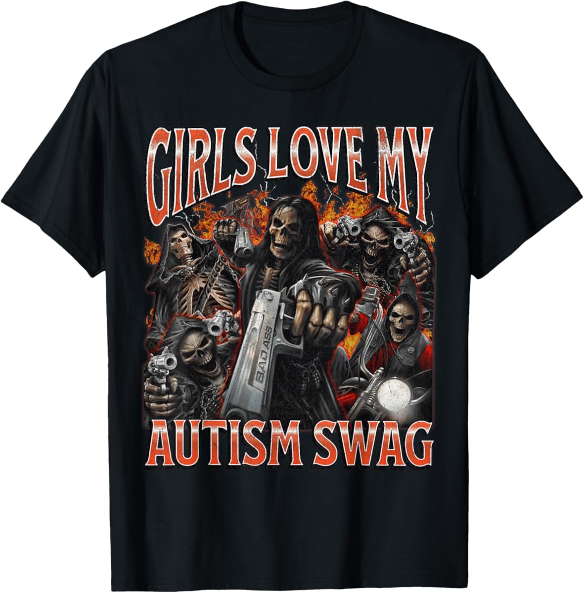 Hot Trending T-Shirt With Love My Autism Swag Funny Hard Skeleton ...