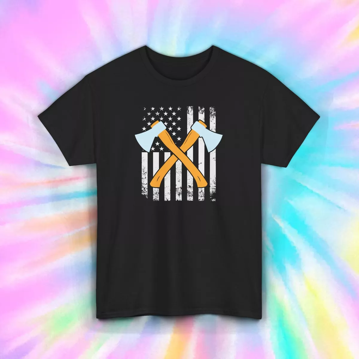 Hot Trending T-Shirt With Lumberjack American Flag Axes Crossed Logger ...