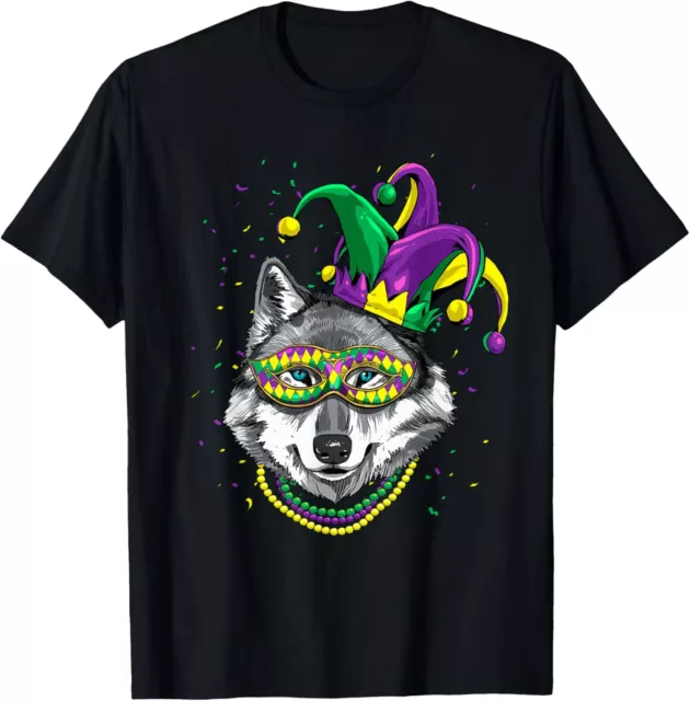 Hot Trending T-Shirt With Mardi Gras Party Carnival Jester Gray Wolf ...