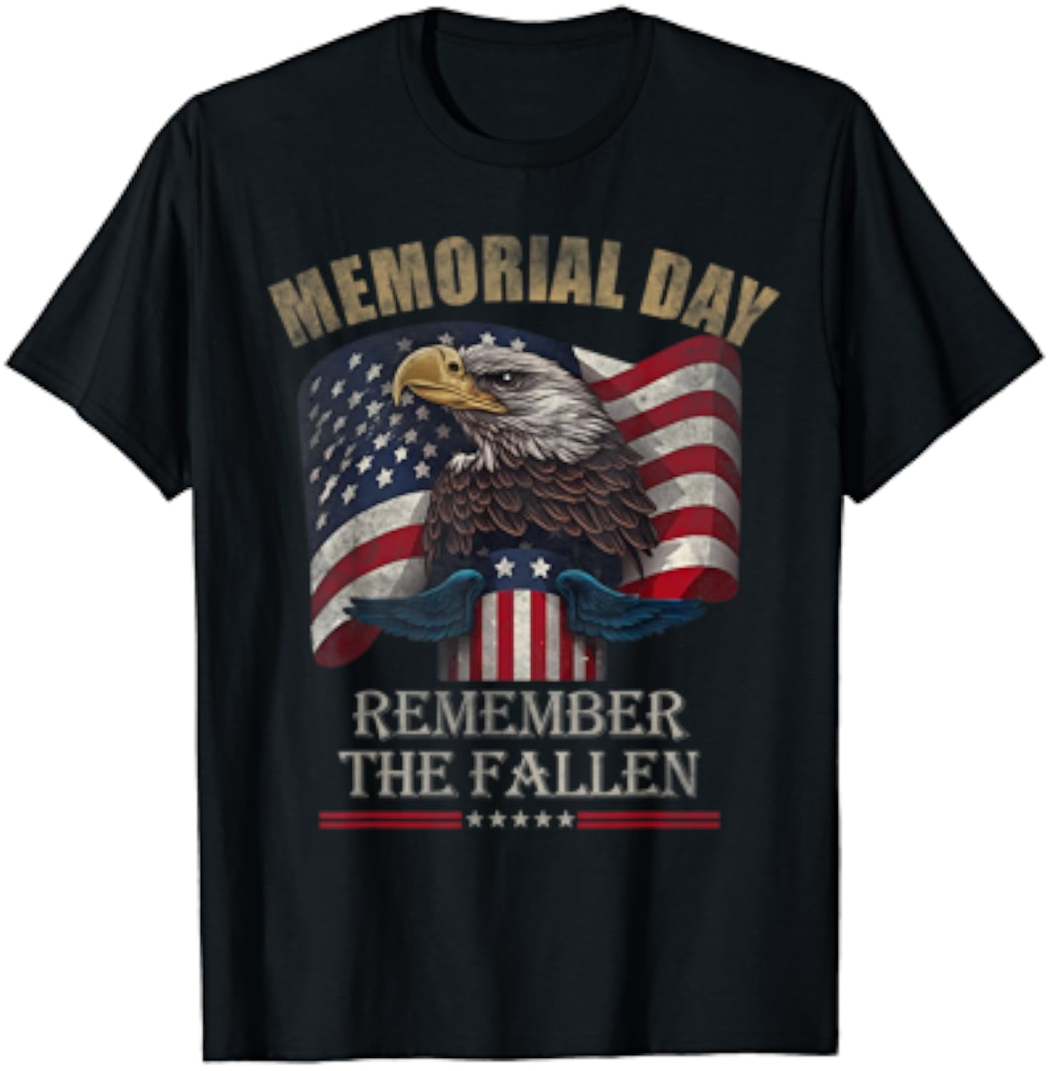 Hot Trending T-Shirt With Memorial Day Usa Eagle Remember The Fallen Veteran Military - Walmart.com