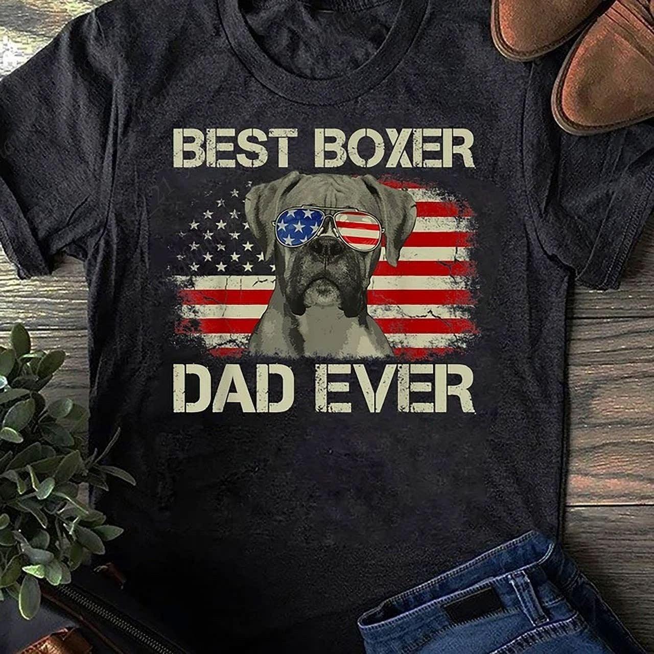 Hot Trending T-Shirt With Mens Best Boxer Dad Ever Dog Lover American Flag - Boxer Design ...