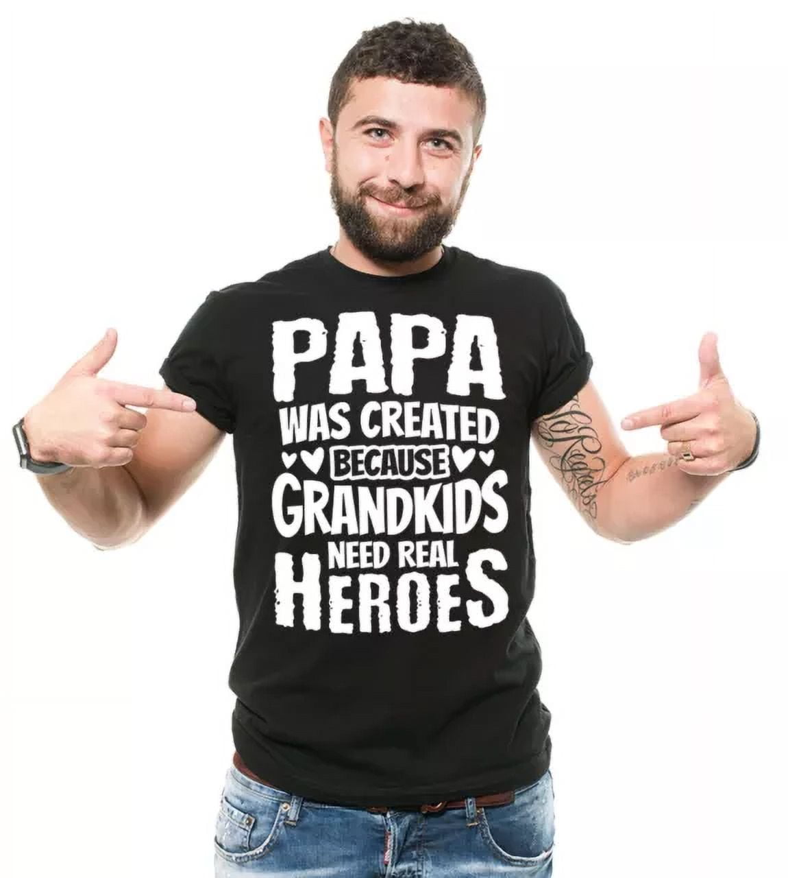 Hot Trending T-Shirt With Mens Papa Grand Need Real Heroes Funny Papa Grandpa Gift Design ...