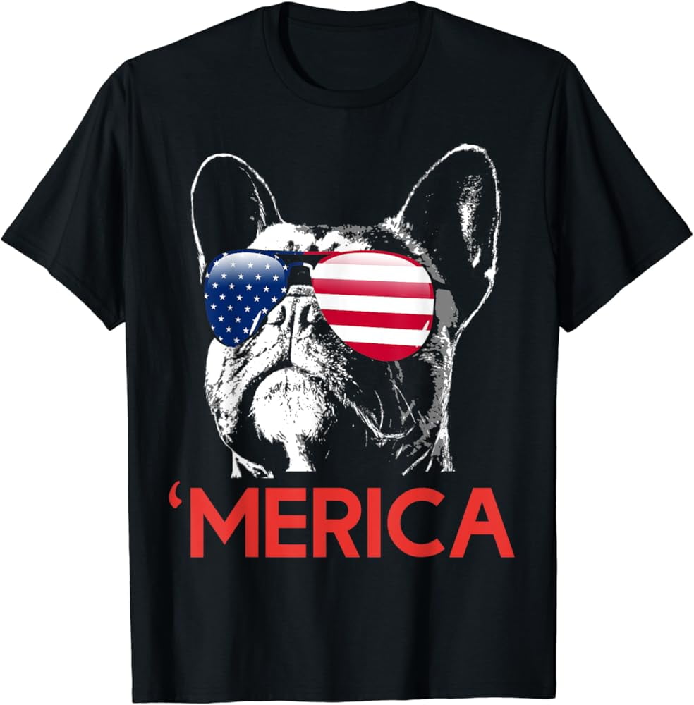 Hot Trending T-Shirt With Merica French Bulldog American Flag 4Th Of ...