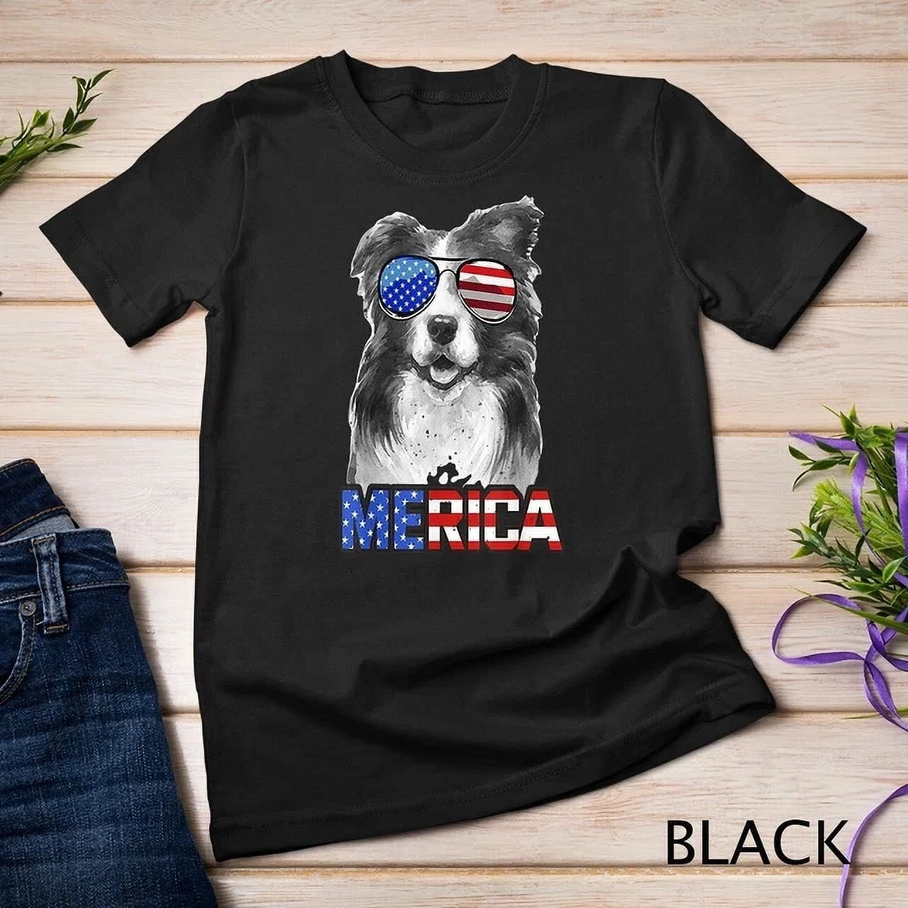 Hot Trending T-Shirt With Merica Patriotic Border Collie Dog 4Th July ...