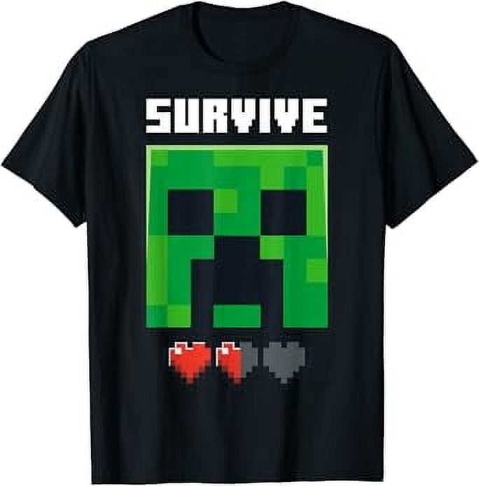 Hot Trending T-Shirt With Minecrt Creeper Survive Big Face Hearts ...