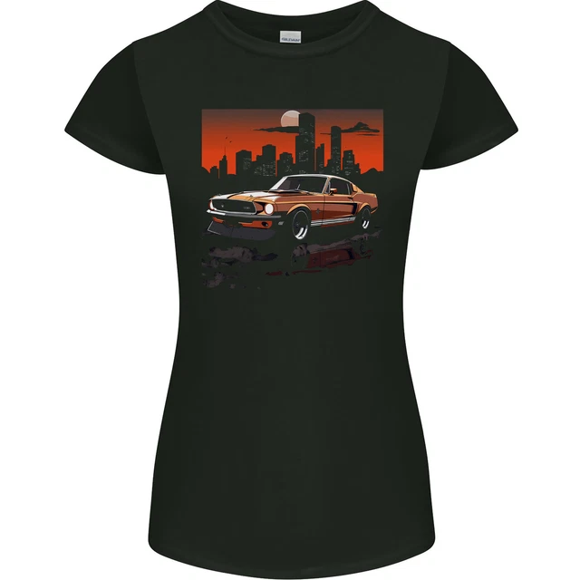 Hot Trending T-Shirt With Muscle Car City Backdrop With Sunset T-Shirt ...